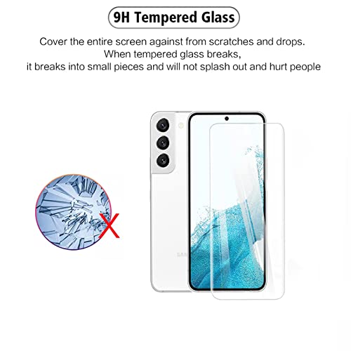 Sobrilli 2Pack Tempered Glass Screen Protector for Samsung Galaxy S22, 2Pack Camera Lens Protector For Galaxy S22, HD Clear Tempered Glass Compatible for Galaxy S22 Glass Screen Protector