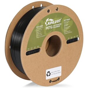 kinluot petg filament 1.75mm 3d printer filament, easy to print, dimensional accuracy +/- 0.03 mm, 1kg cardboard spool (2.2lbs), fit most fdm printer (black)