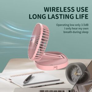 DEPOZA 7 Inch Travel Fan, Portable Folding Desk Fan with 3 Speeds, 185° Rotation, Battery Operated & Rechargeable, Quiet Small Table Fan for Bedroom, Office