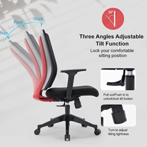 AOSKY Office Chair Ergonomic Desk Chair Task Chair with Mesh Backrest Height Adjustable Armrest Leaning Adjustable Computer Chair for Home Office (Black Back)