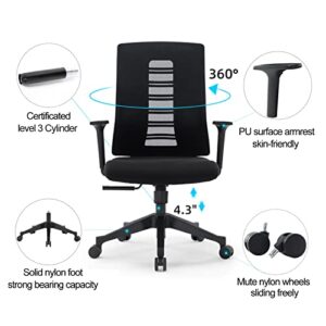 AOSKY Office Chair Ergonomic Desk Chair Task Chair with Mesh Backrest Height Adjustable Armrest Leaning Adjustable Computer Chair for Home Office (Black Back)