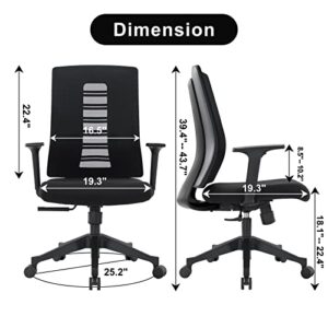 AOSKY Office Chair Ergonomic Desk Chair Task Chair with Mesh Backrest Height Adjustable Armrest Leaning Adjustable Computer Chair for Home Office (Black Back)