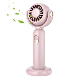 odoland portable handheld fan, mini personal usb rechargeable hand fan with 3 speed small pocket fan personal desk table fan for outdoor travel office women men, pink