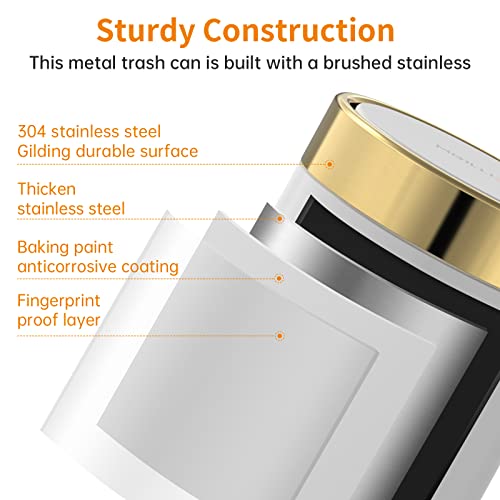 Mini Trash Can with Lid, Desktop Small Trash Can Recycling Bin Cute Metal Garbage Can for Tabletop Countertop Use,Stainless Steel 0.4Gal/1.5L Waste Bin for Office Parlor Car Bedroom,Swing Lid Open