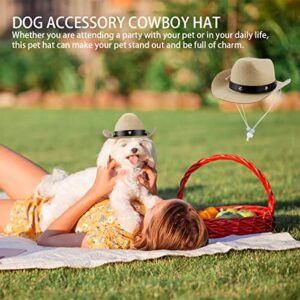 YOLUFER Pet Hat Costume Dog Cowboy Hat with Adjustable Strap, Party Cowboy Hats for Small Pets Puppy Cat (Light Coffee)