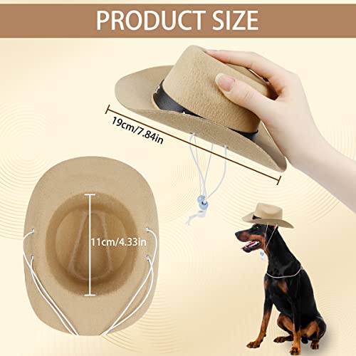 YOLUFER Pet Hat Costume Dog Cowboy Hat with Adjustable Strap, Party Cowboy Hats for Small Pets Puppy Cat (Light Coffee)