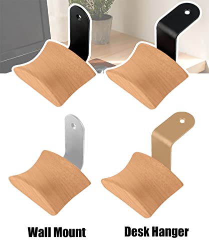 Mt.Jun Wood Headphone Wall Mount Holder, with VHB Adhesive Tape and Screw, Holds 10 lbs (Black & Beech)