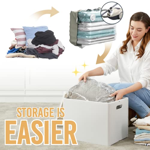 TAILI 2 Pack Storage Bins With Lids and 8 Pack Vacuum Storage Bags Large, Extra Large Cube Storage Bin of 32L Collapsible & Stackable for Bedding and Clothes, Closet Organizers and Storage