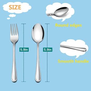 LIANYU 10-Piece Children Silverware Set, Kids Forks and Spoons Silverware Set, Stainless Steel Toddler Utensils Flatware Set, Child Cutlery Set for Home Preschools, Dishwasher Safe