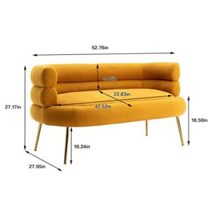 Dolonm Accent Loveseat Sofa for Living Room, Modern Mini Couch with Tufted Backrest, Upholstered Comfy Settee Loveseat for Bedroom, Small Space, Mustard Yellow