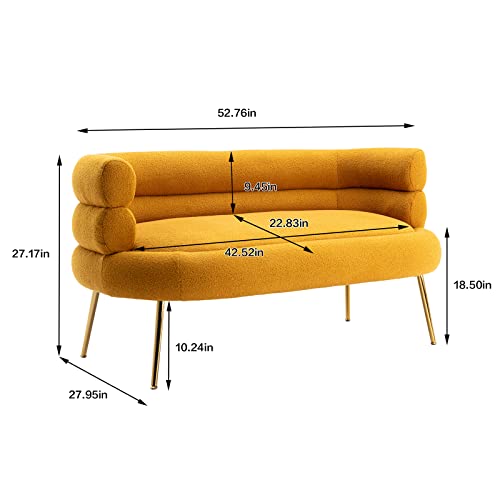 Dolonm Accent Loveseat Sofa for Living Room, Modern Mini Couch with Tufted Backrest, Upholstered Comfy Settee Loveseat for Bedroom, Small Space, Mustard Yellow