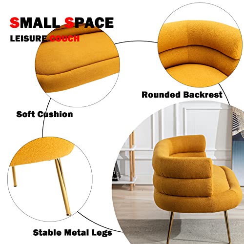 Dolonm Accent Loveseat Sofa for Living Room, Modern Mini Couch with Tufted Backrest, Upholstered Comfy Settee Loveseat for Bedroom, Small Space, Mustard Yellow