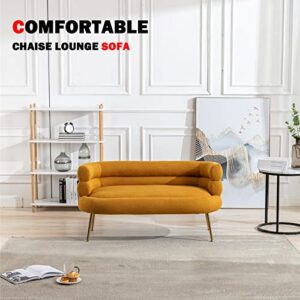 Dolonm Accent Loveseat Sofa for Living Room, Modern Mini Couch with Tufted Backrest, Upholstered Comfy Settee Loveseat for Bedroom, Small Space, Mustard Yellow