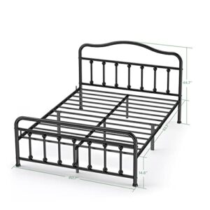 Ciays Queen Size Metal Platform Bed Frame Mattress Foundation with Sturdy Steel Headboard and Footboard No Box Spring Needed Under Bed Storage Steel Slats, Black