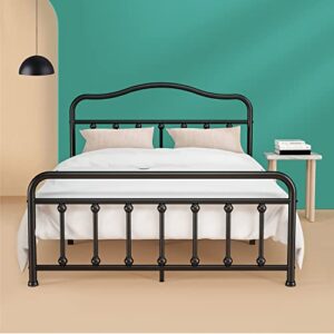 Ciays Queen Size Metal Platform Bed Frame Mattress Foundation with Sturdy Steel Headboard and Footboard No Box Spring Needed Under Bed Storage Steel Slats, Black