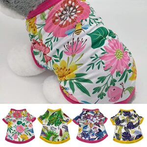 hionre Attractive Pet Shirt Fine Workmanship Fabric Breathable Plant Printed Pet Clothes for Summer Pet Shirt for Outdoor