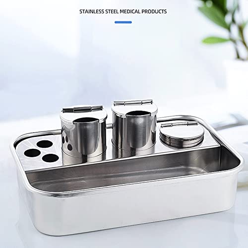 Lnndong-Extra Thick 304 Stainless Steel Treatment Plate Infusion Injection Tray Container Disinfection Square Plate Container Dressing Change Plate Anti Iodophor Medical Instrument