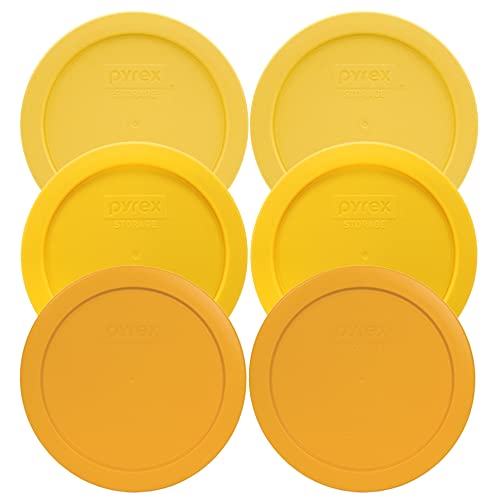 Pyrex 7201-PC 4-Cup Food Storage Lids in (2) Yolk Yellow, (2) Meyer Lemon Yellow and (2) Butter Yellow