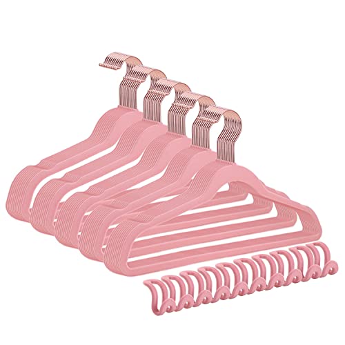 50+10 Pack Non-Slip Children's Clothes Hangers Velvet Hangers Space Saving Hangers 15~20LBS Heavy Duty Hangers 13.8"