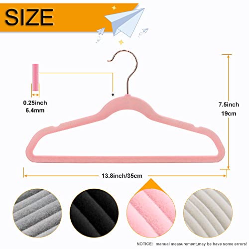 50+10 Pack Non-Slip Children's Clothes Hangers Velvet Hangers Space Saving Hangers 15~20LBS Heavy Duty Hangers 13.8"