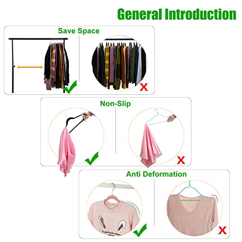 50+10 Pack Non-Slip Children's Clothes Hangers Velvet Hangers Space Saving Hangers 15~20LBS Heavy Duty Hangers 13.8"