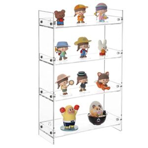 mygift clear acrylic shelves, wall mounted 4 tier floating display rack, transparent hanging collectible and figurine storage shelves