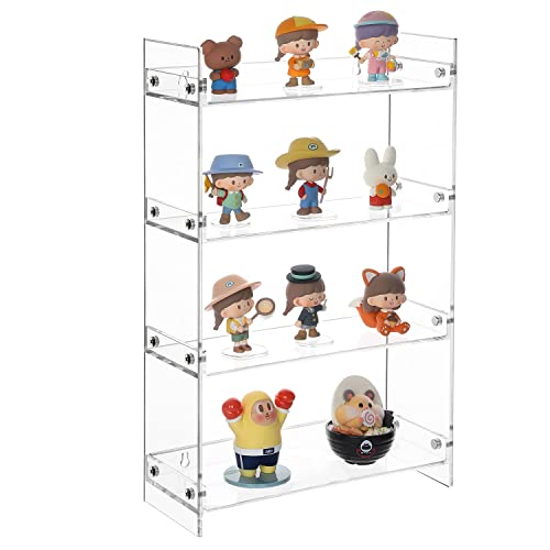 MyGift Clear Acrylic Shelves, Wall Mounted 4 Tier Floating Display Rack, Transparent Hanging Collectible and Figurine Storage Shelves