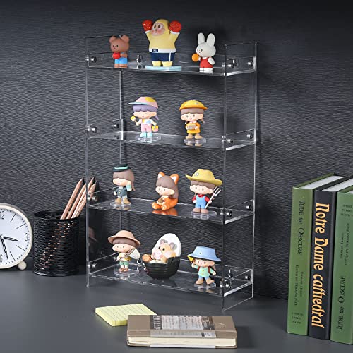 MyGift Clear Acrylic Shelves, Wall Mounted 4 Tier Floating Display Rack, Transparent Hanging Collectible and Figurine Storage Shelves