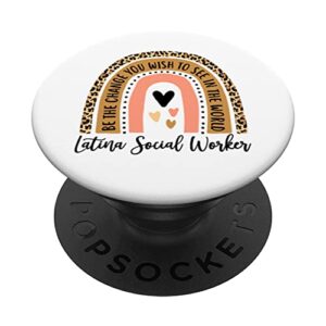 latina social worker leopard rainbow work love hispanic popsockets swappable popgrip