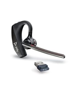 poly voyager 5200 uc wireless headset & charging case (plantronics) - single-ear bluetooth headset w/noise-canceling mic - connect mobile/mac/pc via bluetooth - works w/teams, zoom - amazon exclusive