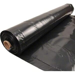 rocky mountain goods 4 mil black plastic sheeting (50 ft x 3 ft) - roll of heavy duty thick plastic for gardening, weeds, yard, landscaping, barrier, under house - multi use polyethylene