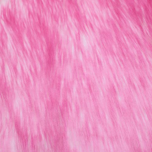 Texco Inc Candy Shade Frosted Tone Soft on a Medium Pile of 2" Newborn Cuddly Faux Fur Fabric, Ivory Pink 1 Yard