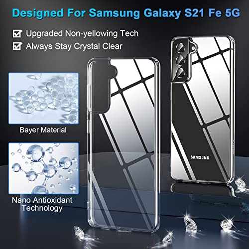 SUCGLES for Samsung Galaxy S21 FE 5G Case Clear Galaxy S21 Fe 5g Case [Anti-Yellowing] [Military Drop Protection] Shockproof Protective Slim Thin Women Men Phone Cover (Samsung S21fe, Ultra Clear)