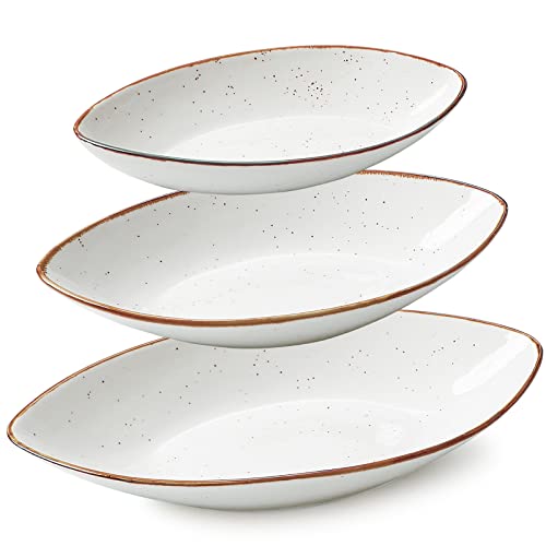 ONEMORE Serving Bowls, Large Ceramic Serving Bowl Set of 3, Porcelain Serving Dishes Oval Shape Serving Bowls Set - 10/25/35 oz