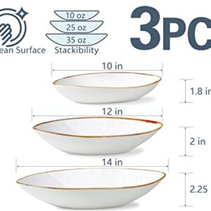 ONEMORE Serving Bowls, Large Ceramic Serving Bowl Set of 3, Porcelain Serving Dishes Oval Shape Serving Bowls Set - 10/25/35 oz