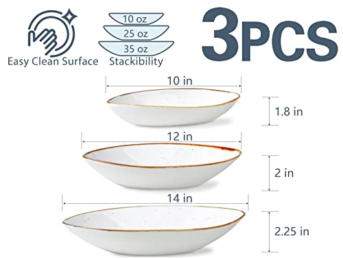 ONEMORE Serving Bowls, Large Ceramic Serving Bowl Set of 3, Porcelain Serving Dishes Oval Shape Serving Bowls Set - 10/25/35 oz