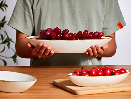 ONEMORE Serving Bowls, Large Ceramic Serving Bowl Set of 3, Porcelain Serving Dishes Oval Shape Serving Bowls Set - 10/25/35 oz