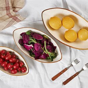 ONEMORE Serving Bowls, Large Ceramic Serving Bowl Set of 3, Porcelain Serving Dishes Oval Shape Serving Bowls Set - 10/25/35 oz