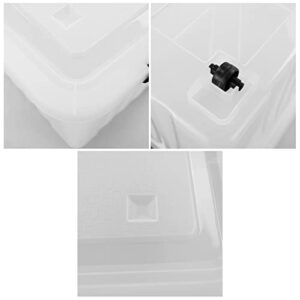 Wekioger 4 Packs Clear Plastic Latching Box with Wheels, 50 Quart