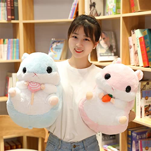 GaYouny Cute Hamster Plush Toy 3 in 1 Multifunction Hamster Hand Warm with Blanket Toy Hamster Pillow Kids Toys Birthday Gift for Child (Color : Blue, Height : Toy with Blanket)