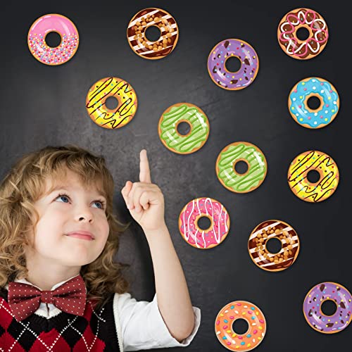 45 Pcs Donuts Cutouts Bulletin Board Donut Cutouts Donut Theme Party Decorations Confetti Donuts Cutouts with Glue Point Dots for Classroom Baby Shower Girls Doughnut Birthday Party, 5.9 x 5.9 Inch