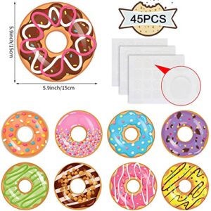 45 Pcs Donuts Cutouts Bulletin Board Donut Cutouts Donut Theme Party Decorations Confetti Donuts Cutouts with Glue Point Dots for Classroom Baby Shower Girls Doughnut Birthday Party, 5.9 x 5.9 Inch