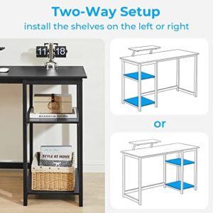 GreenForest Computer Desk with Monitor Stand and Reversible Storage Shelves,39 inch Small Home Office Writing Study Desk for Small Spaces,Black