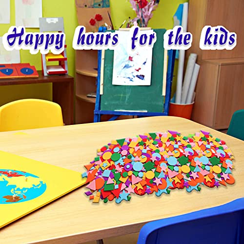 Gushu 1500Pcs Foam Stickers Foam Shapes Stickers for Kids Self Adhesive DIY Craft Supplies Mini Assorted Geometric Shape Preschool Stickers with Self-Adhesive Wiggle Googly Eyes