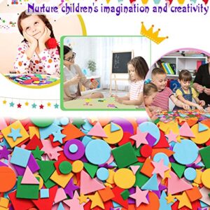 Gushu 1500Pcs Foam Stickers Foam Shapes Stickers for Kids Self Adhesive DIY Craft Supplies Mini Assorted Geometric Shape Preschool Stickers with Self-Adhesive Wiggle Googly Eyes