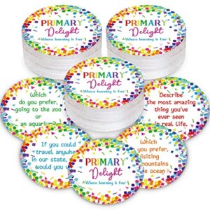 100 Pcs Morning Meeting Questions Cards Elementary Classroom Conversation Starter Chips for Primary Students Classroom Icebreaker Discussion Cards for Learning Vocabulary Improve (Fresh Style)