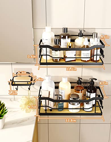 SWTYMIKI Shower Caddy Over Shower Head, 3 Tier Rustproof Hanging Shower Organizer with 16 Hooks & Dual Soap Holder, Large Capacity Shower Rack over the Shower Head for Bathroom Shower Room, Bronze