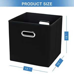 STOREONE 13 Inch Cube Organizer Bins ,Black Fabric Storage Bins，Foldable Storage Bins Basket with Dual Handles Fabric Organizer Bins and Storage Box，Set of 6,Black