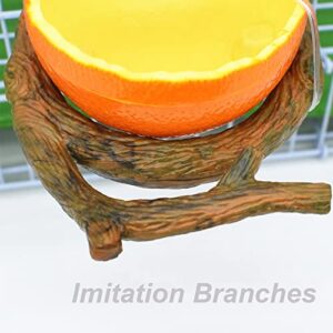 Bird Feeder Bowl Caged with Fruit Shape, Parrot Water Food Feeding Bowl for Small Animal Bird Parrot Drinking Cup Container Cage,Orange-Shape