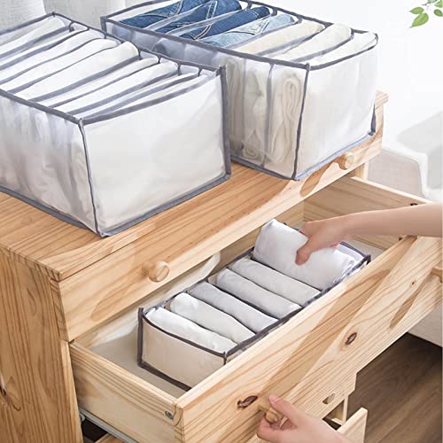 EZBOHO 5 PCS Wardrobe Clothes Organizers Mesh Clothing Drawer Organizer Washable Pants Organizer for Drawer Foldable Compartment Closet Storage Box for Jeans Leggings T-shirts(Gray)